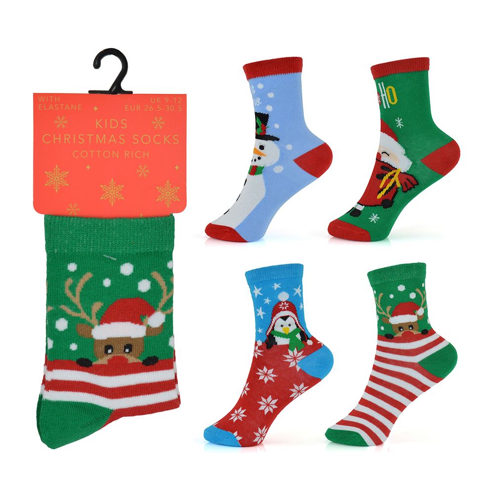 Adults & Kids Christmas Socks Unisex Festive Cotton Rich Xmas Sock (4 ...