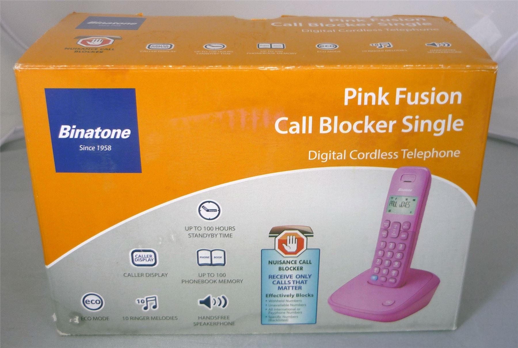 Binatone Fusion Pink Candy Cordless Home Phone Telephone + Nuisance ...