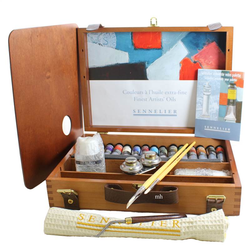 Sennelier Oil Paint Box Sets Artist Grade 12/15/22 Tubes, Brushes ...
