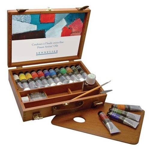 oil painting oil paint set wooden box set gift tubes sennelier artist ...