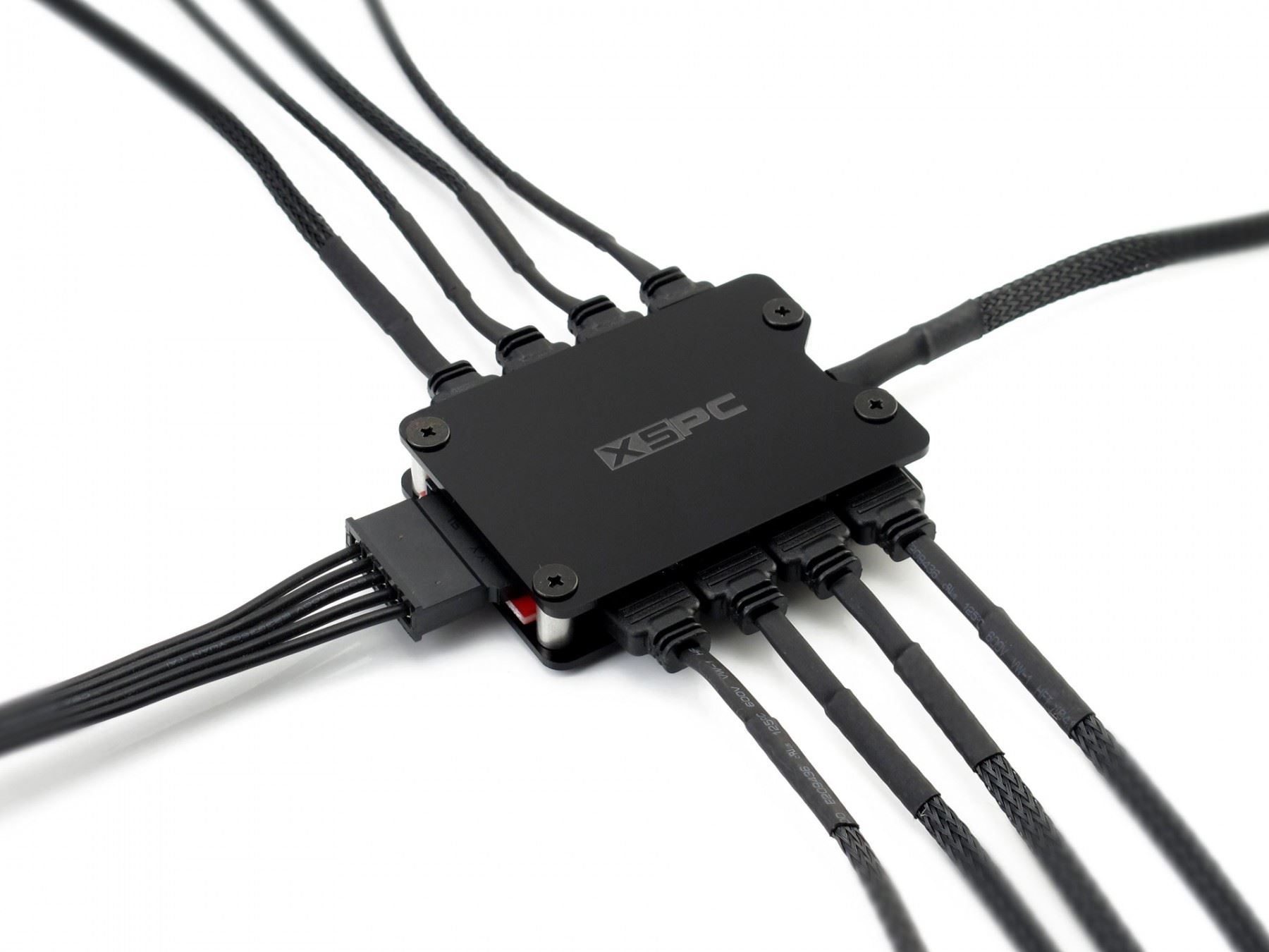 XSPC 8 Way, 4Pin, 12V RGB Splitter Hub - SATA Powered (Black ...