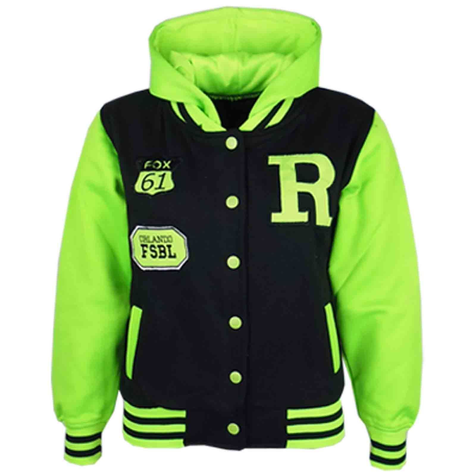 Kids Jacket Girls Boys Baseball Hooded Jacket Varsity Hoodie New Age 2 ...