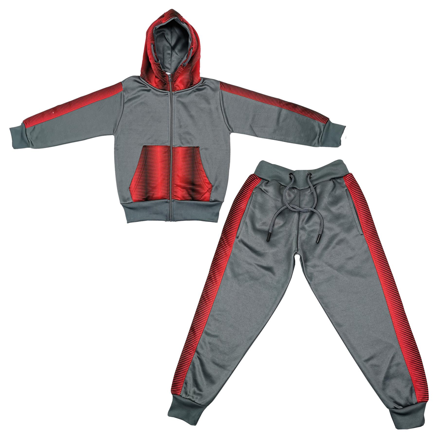 Kids Boys Zebra Panelled Tracksuit Fleece Hooded Top & Bottom ...