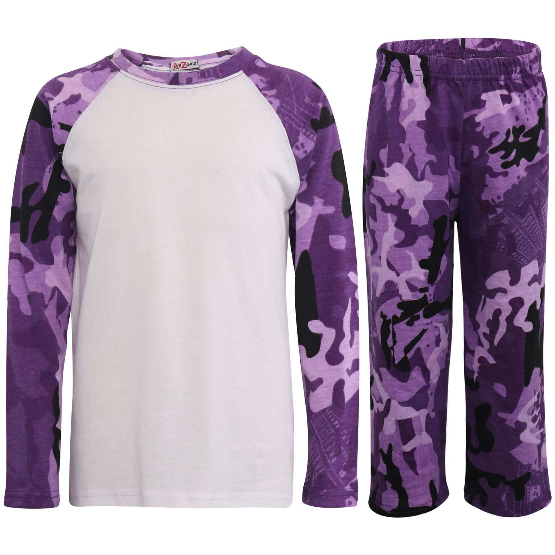 Kids Girls Boys PJs Plain Color Stylish Color Cotrast Pajamas Set Age 5 ...