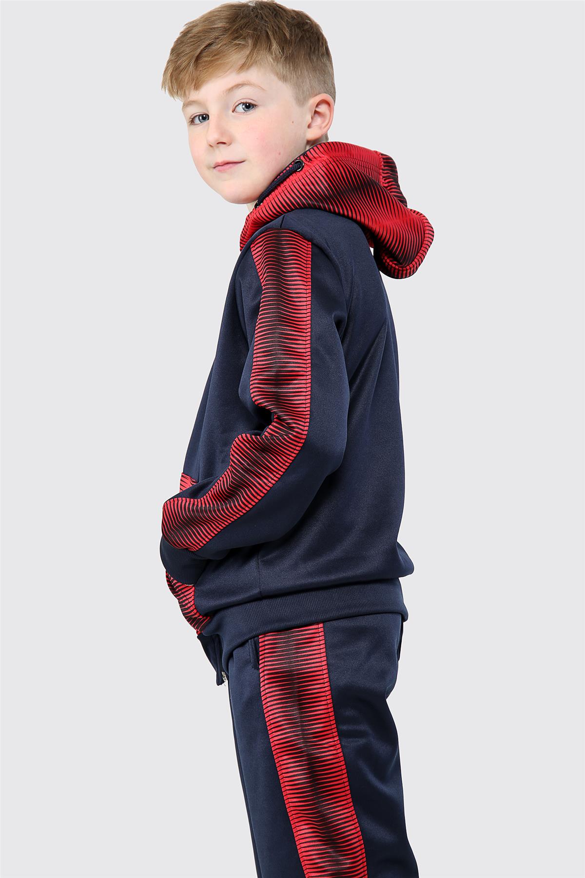 Kids Boys Zebra Panelled Tracksuit Fleece Hooded Top & Bottom ...