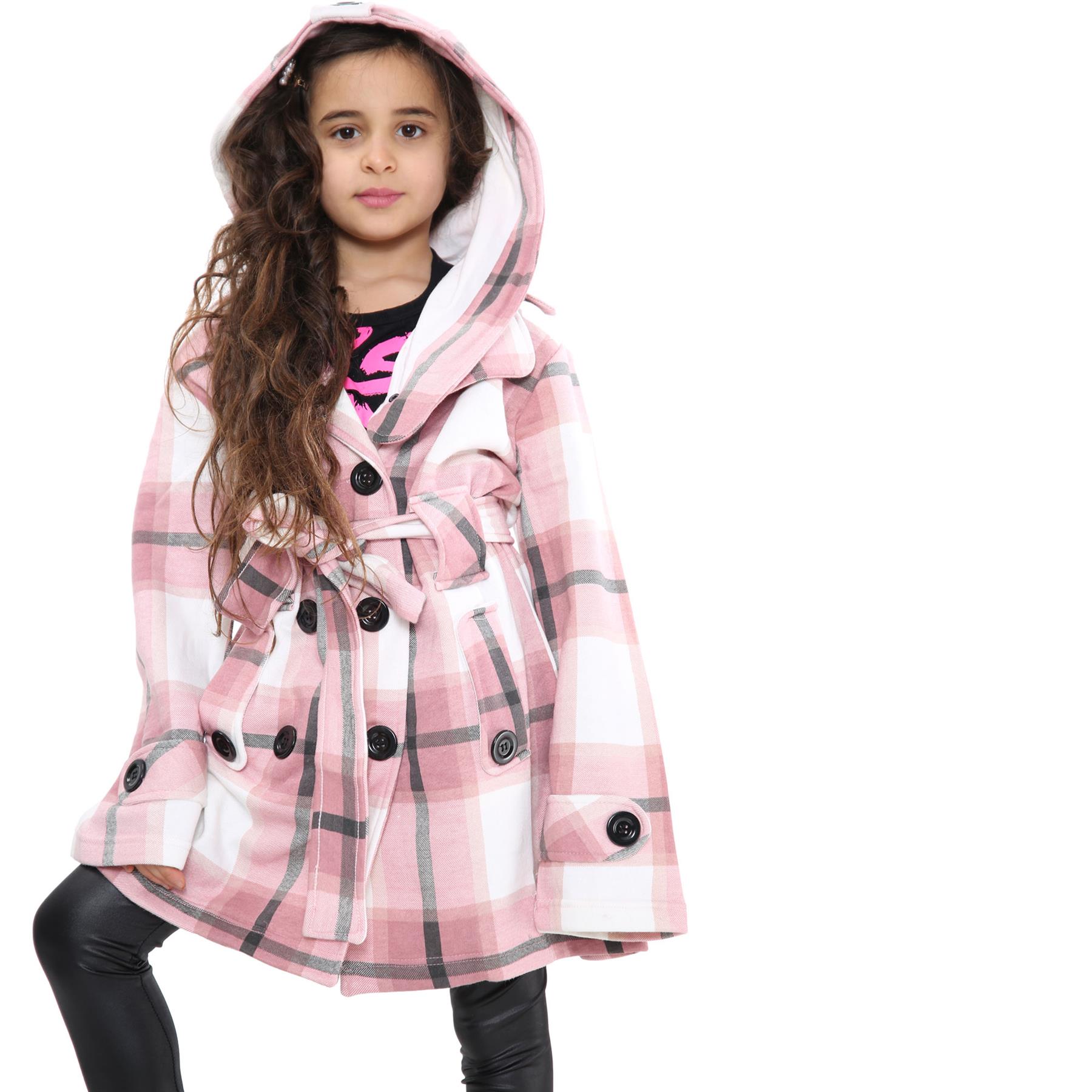 Kids Girls Overcoat Hooded Trench Coat Padded Oversized Lapels Long ...