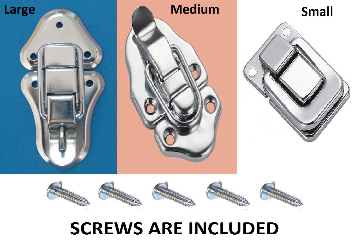 CASE TOGGLE CATCH LOCK SUITCASE BOX TRUNK LATCH CLASP CHROME 3 SIZES ...