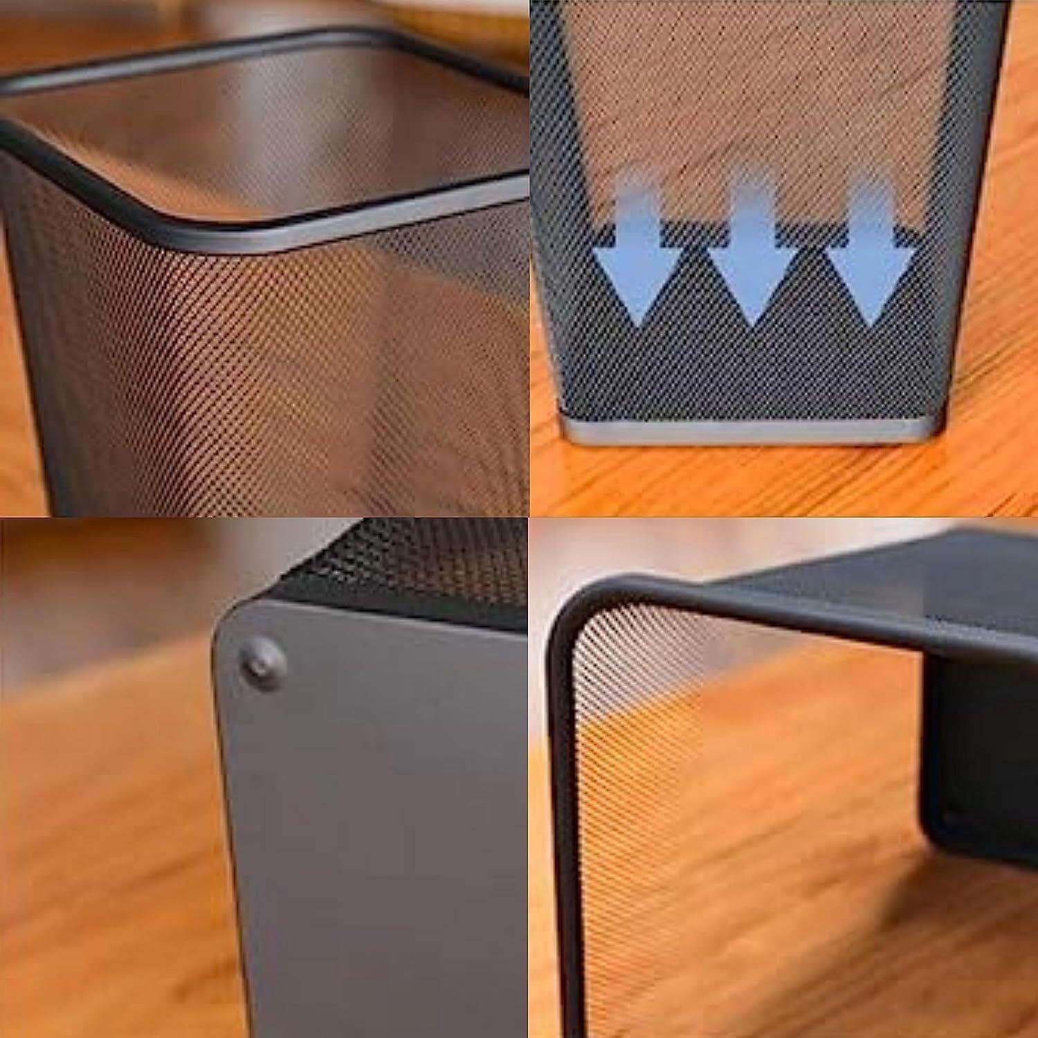 10L Square Mesh Bins Nonslip Metal Trash Can Bin Wastebasket For Home ...