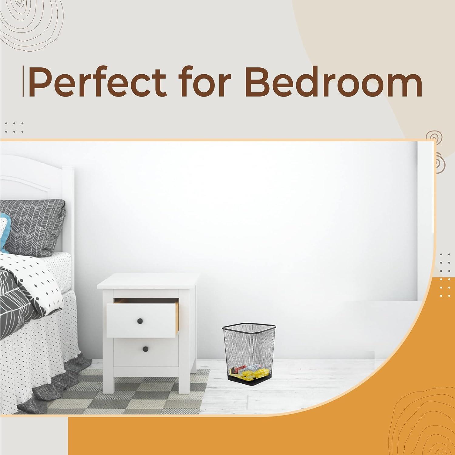 10L Square Mesh Bins Nonslip Metal Trash Can Bin Wastebasket For Home ...