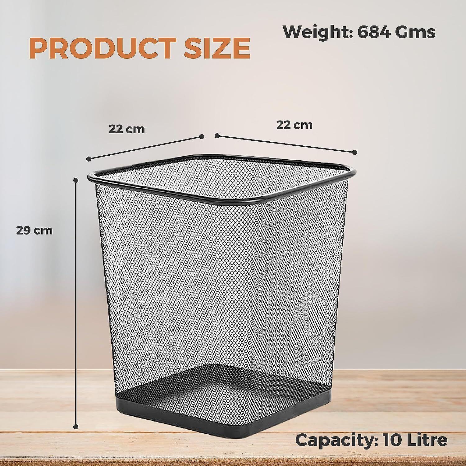 10L Square Mesh Bins Nonslip Metal Trash Can Bin Wastebasket For Home ...
