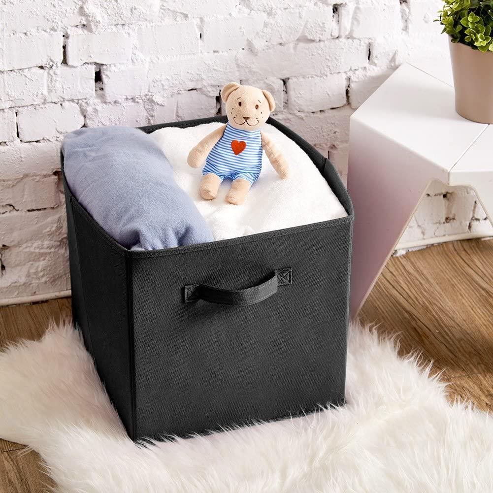 6 x Foldable Canvas Storage Folding Box Collapsible Fabric Cubes Toys ...