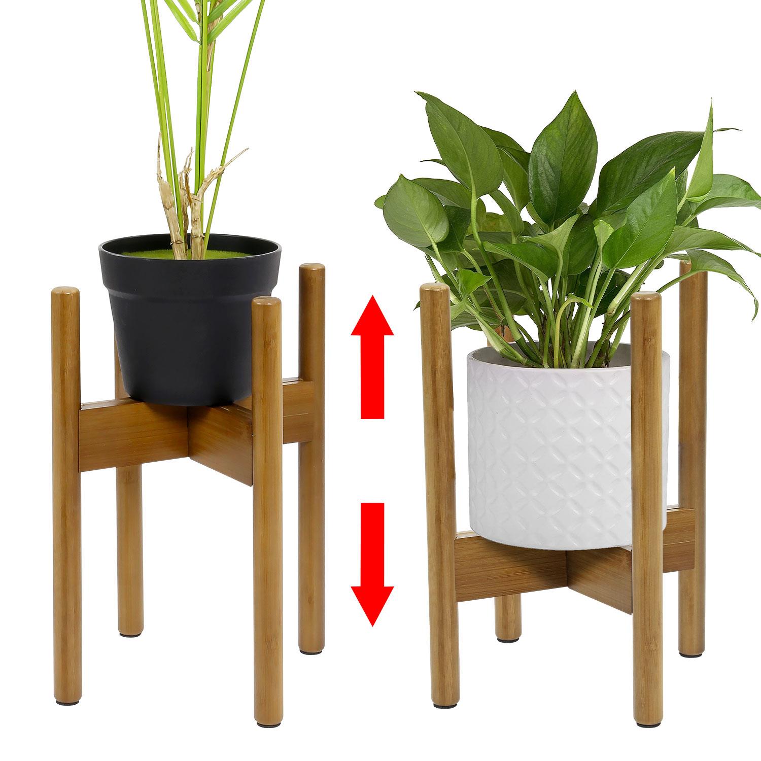 Adjustable Bamboo Wooden Plant Stand Plant & Flower Pot Base Holder ...