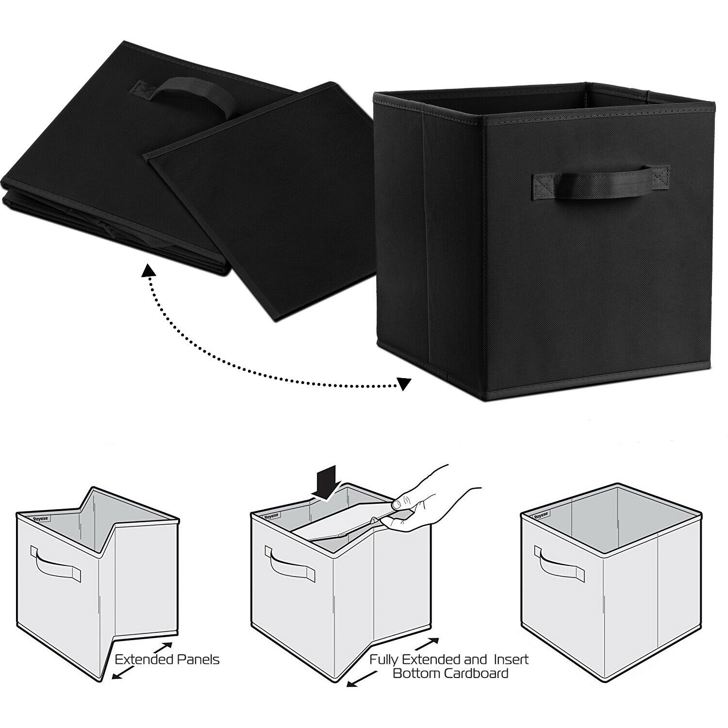 6 x Foldable Canvas Storage Folding Box Collapsible Fabric Cubes Toys ...