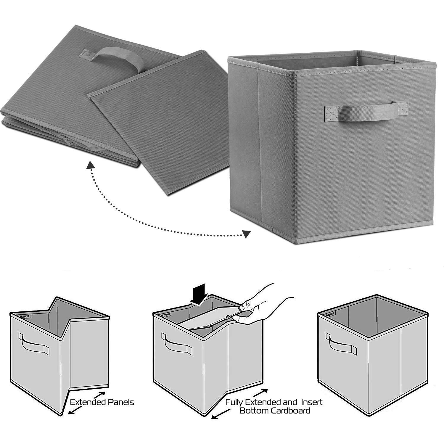 6 x Foldable Canvas Storage Folding Box Collapsible Fabric Cubes Toys ...