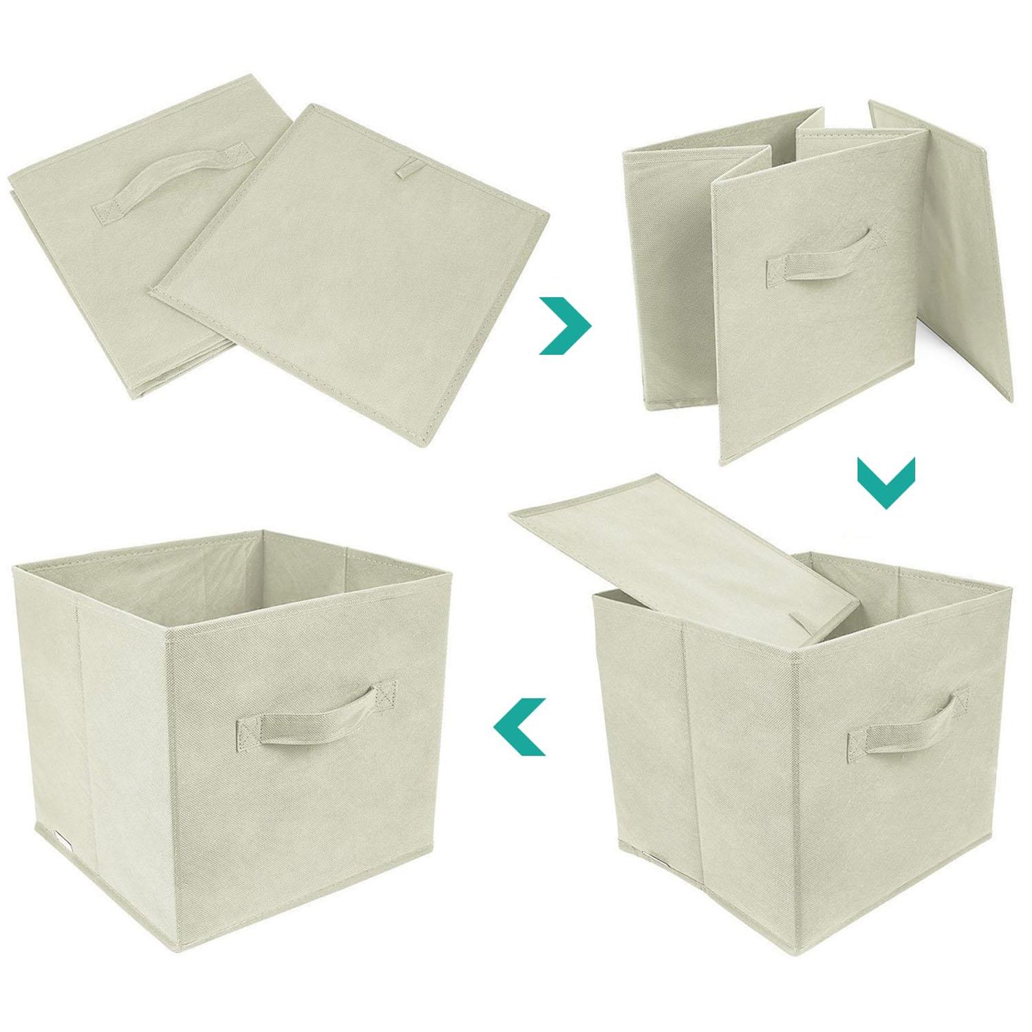 6 x Foldable Canvas Storage Folding Box Collapsible Fabric Cubes Toys ...