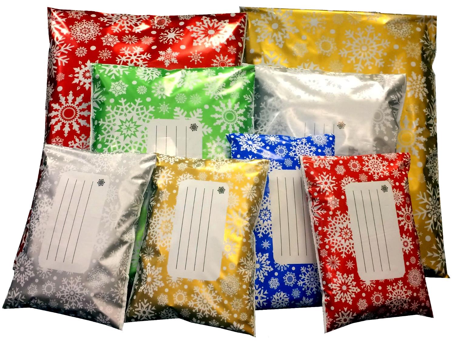 Printed Christmas Xmas Snowflake Mail Mailing Bags Poly Postal Strong ...