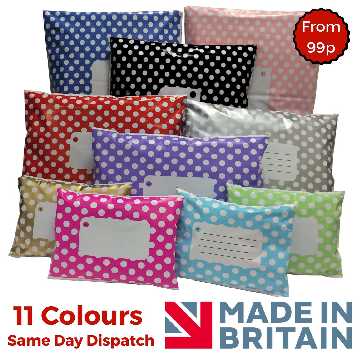 Polka Dot Mailing Bags Printed Post Poly Plastic Coloured Strong Seal ...