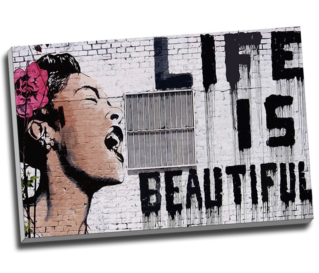 Large Banksy Graffiti Life is Beautiful Canvas Print Wall Art 30x20" A1 ...