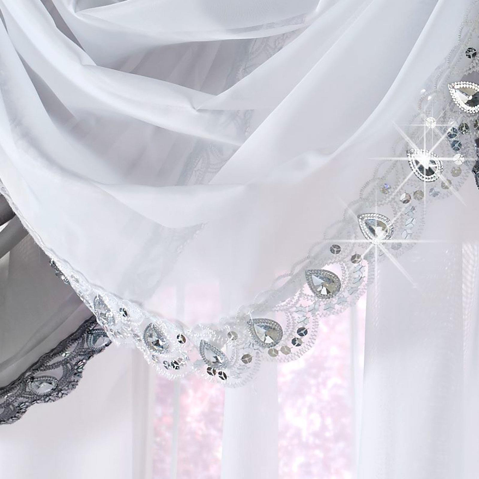 Jewelled Voile Swags Crystal Bling Gem Trim Sparkle Valance Pelmet ...