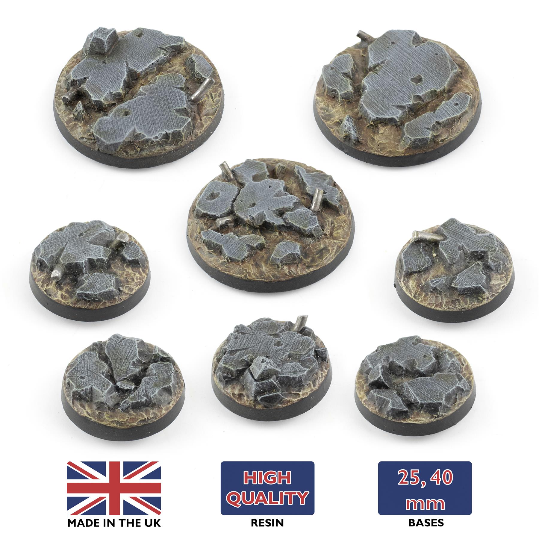 WWG War Torn City Rubble Round Bases –28mm Wargame Model Miniature ...