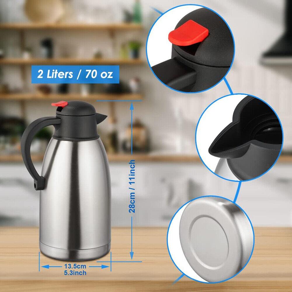 Stainless Steel Vacuum Kettle Flask Dispenser Hot Cold Tea Coffee ...