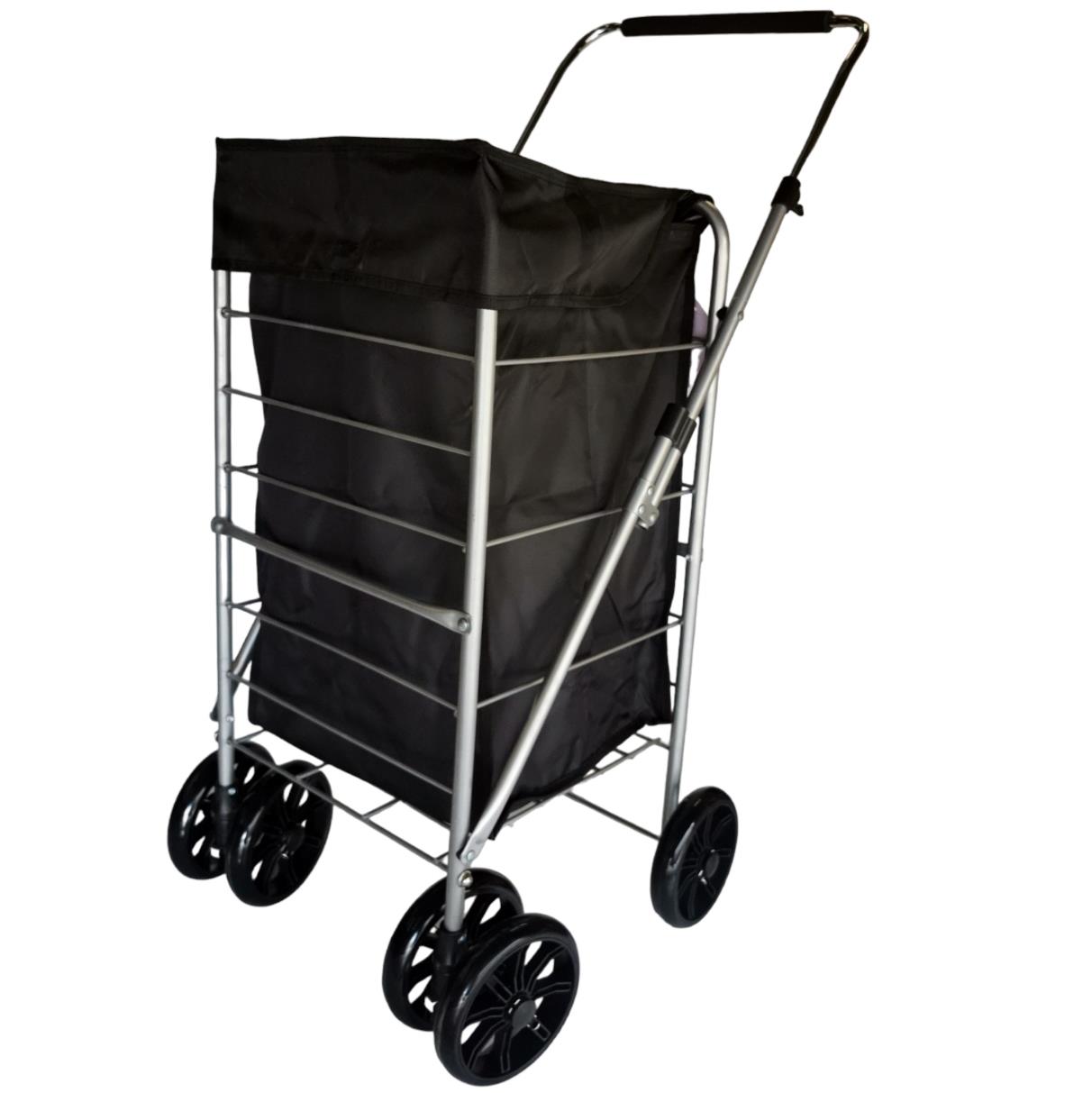 6 Wheels Foldable Caged Wheeley Shopping Trolley Cart Grocery Market ...