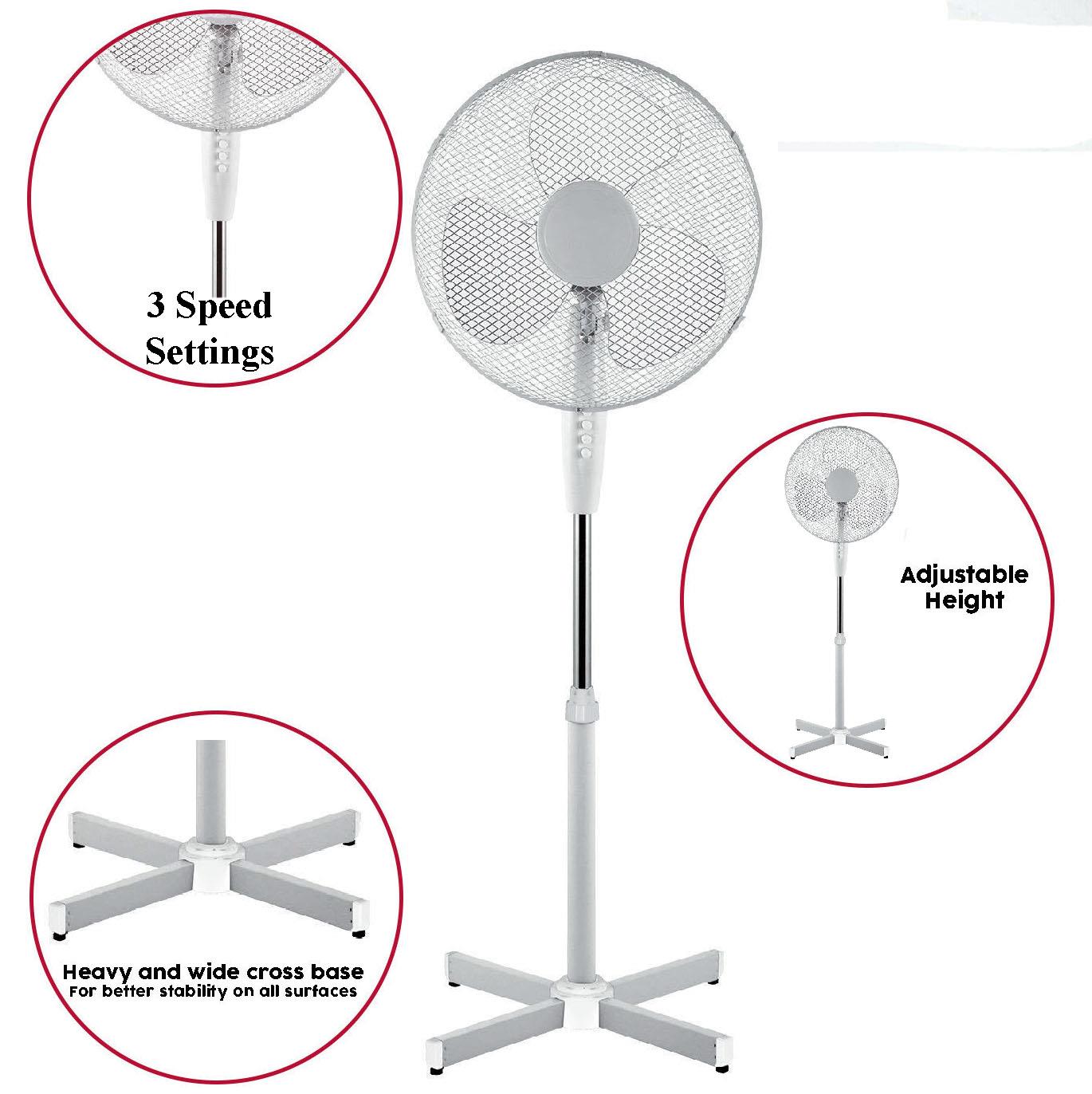 PEDESTAL COOLING FAN DESK FANS OSCILLATING STAND STANDING HOME OFFICE 3 ...