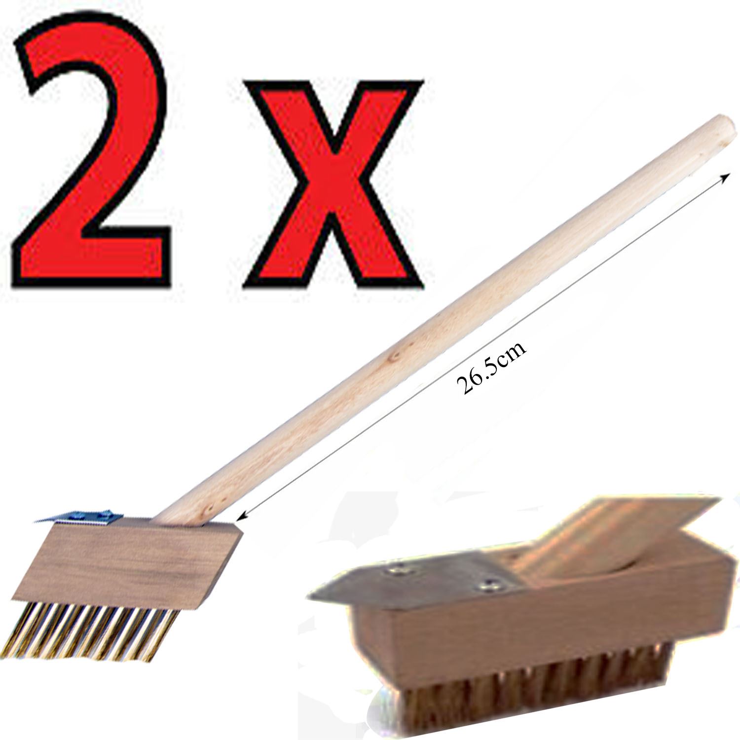 Set of 2 Patio Cleaning Brush Decking Block Paving Weed Wire Scraper ...