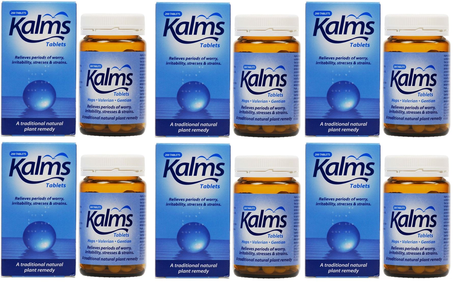 Kalms 200 Tablets Herbal Sedative Brand New Sealed Remedy Stress 3 6 12 ...