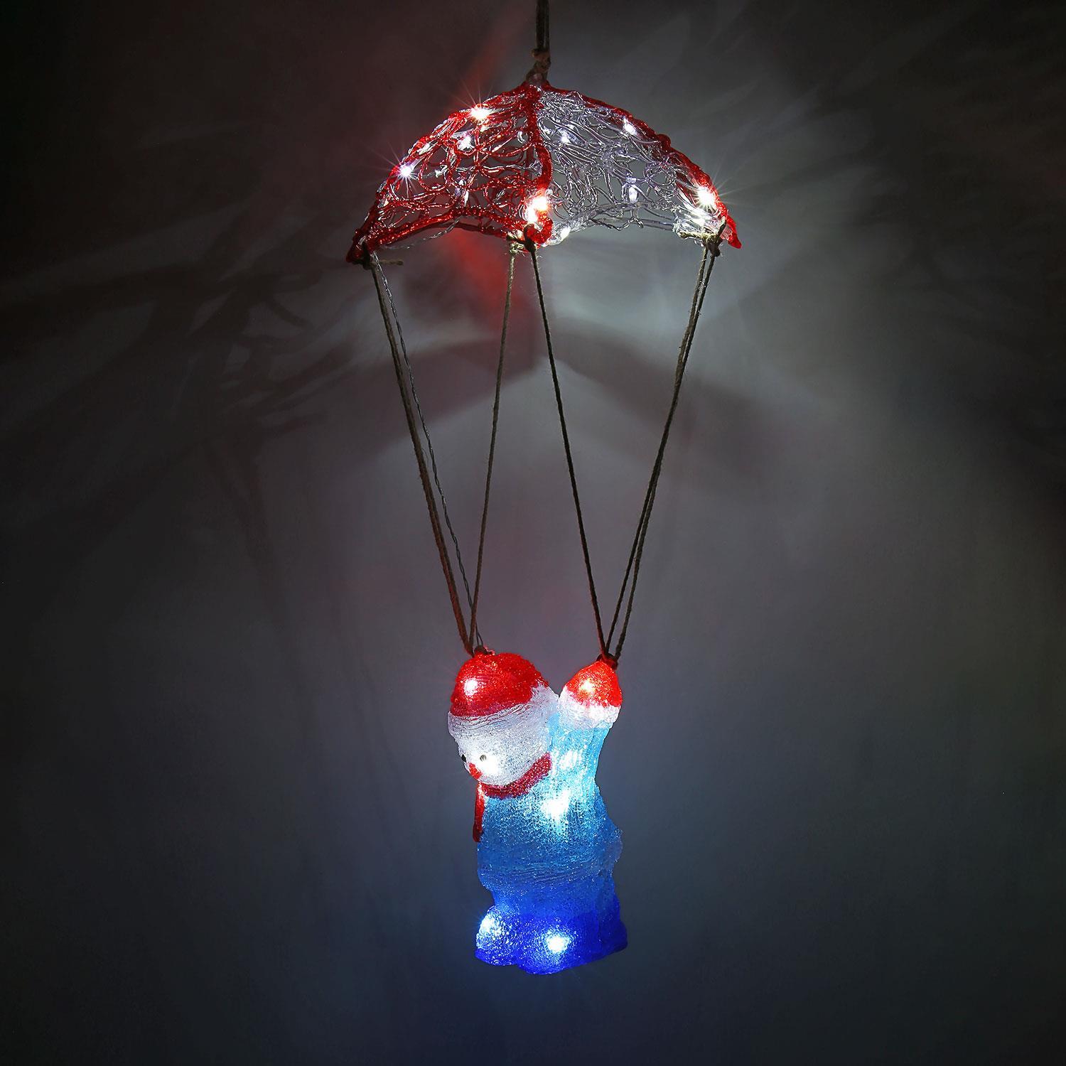 HANGING ACRYLIC PARACHUTE SANTA/SNOWMAN CHRISTMAS XMAS INDOOR OUTDOOR ...