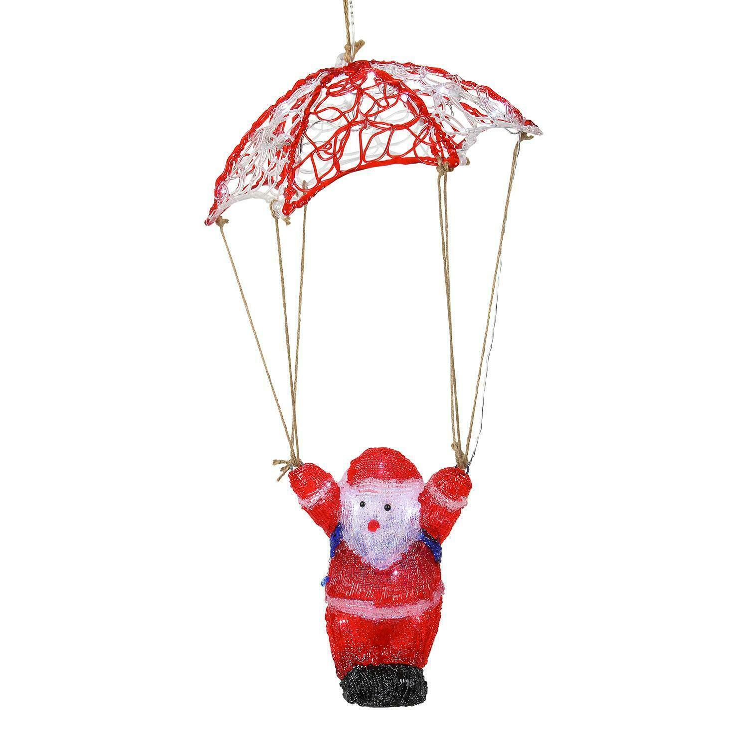 HANGING ACRYLIC PARACHUTE SANTA/SNOWMAN CHRISTMAS XMAS INDOOR OUTDOOR ...