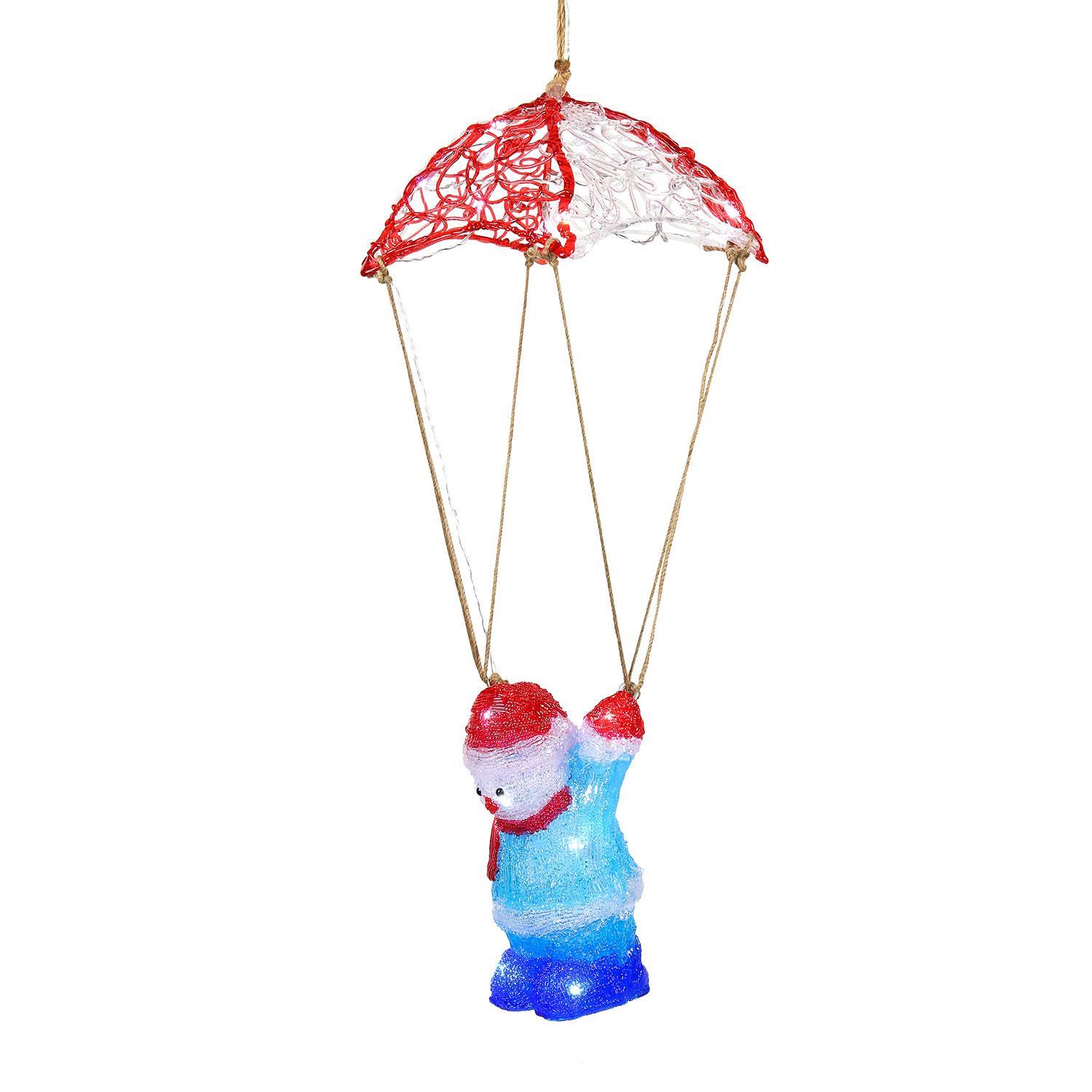 HANGING ACRYLIC PARACHUTE SANTA/SNOWMAN CHRISTMAS XMAS INDOOR OUTDOOR ...