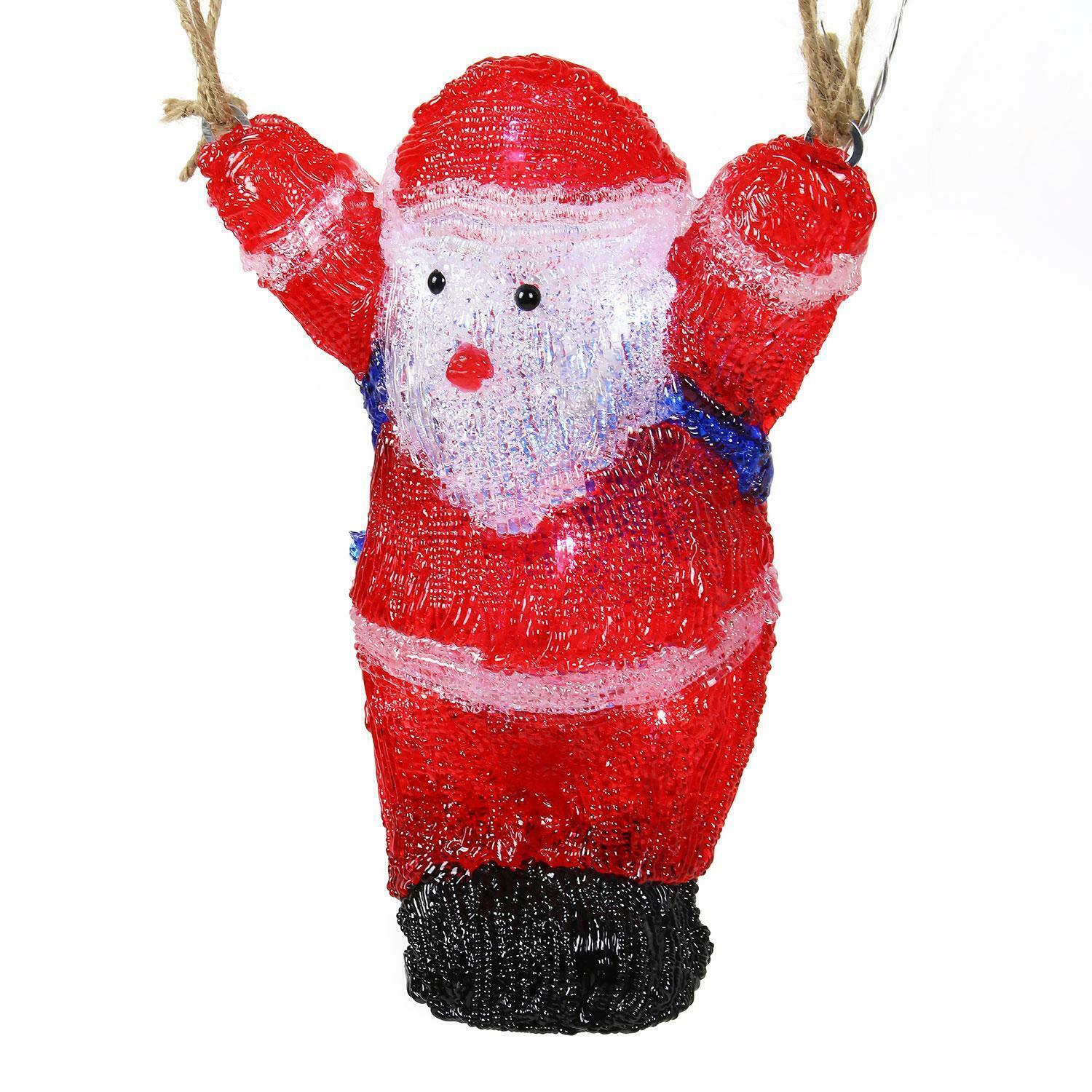 HANGING ACRYLIC PARACHUTE SANTA/SNOWMAN CHRISTMAS XMAS INDOOR OUTDOOR ...