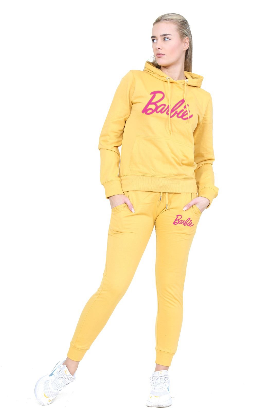 Women Barbie Tracksuit Hooded Full Sleeves Barbie Logo T Shirt And ...