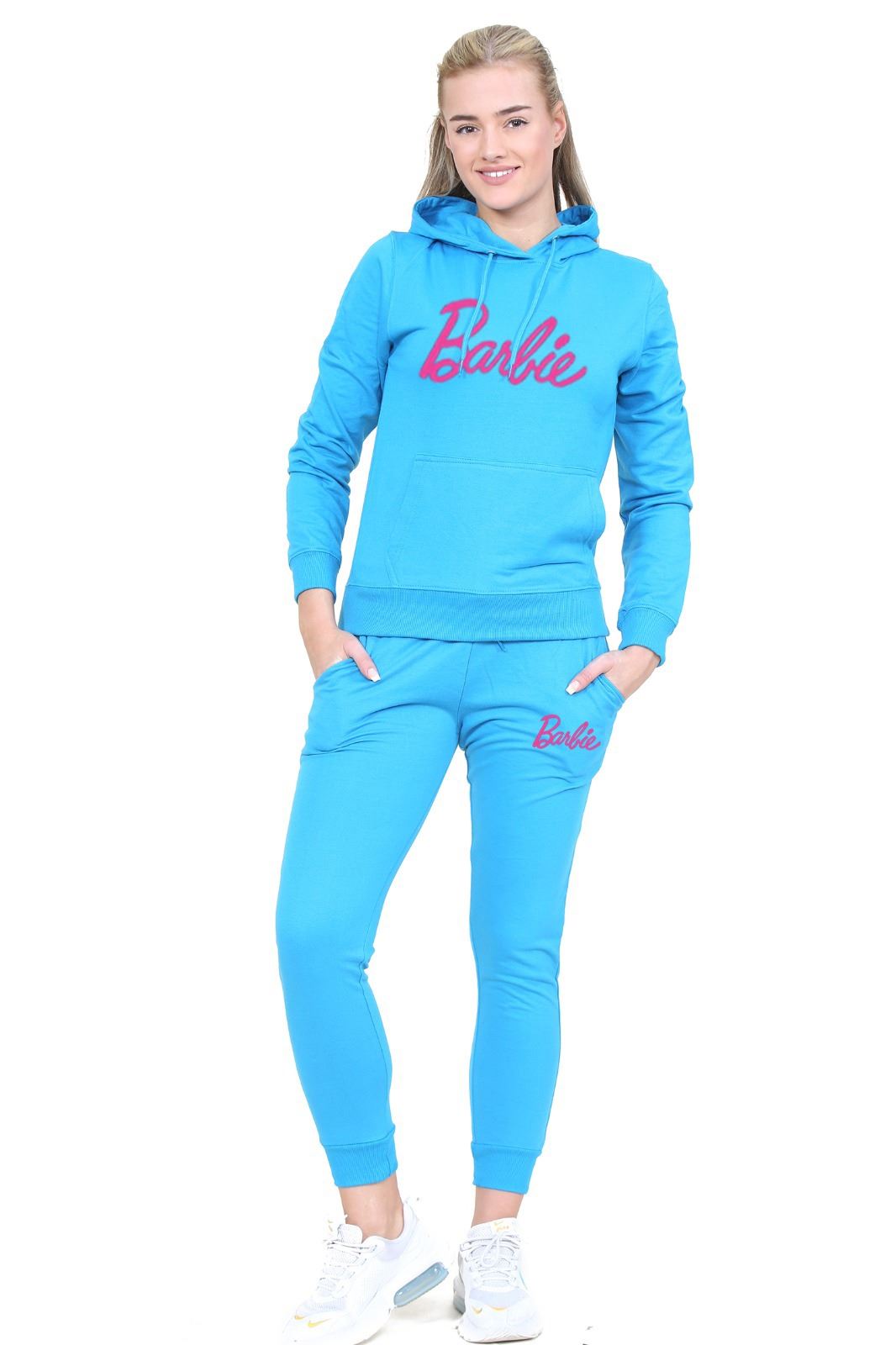 Women Barbie Tracksuit Hooded Full Sleeves Barbie Logo T Shirt And ...