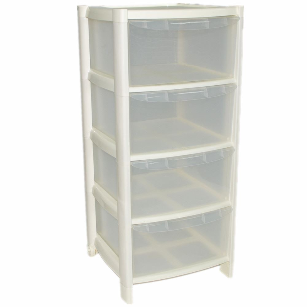 Plastic Large Tower Storage Drawers Chest Unit with Wheels MADE IN U.K ...