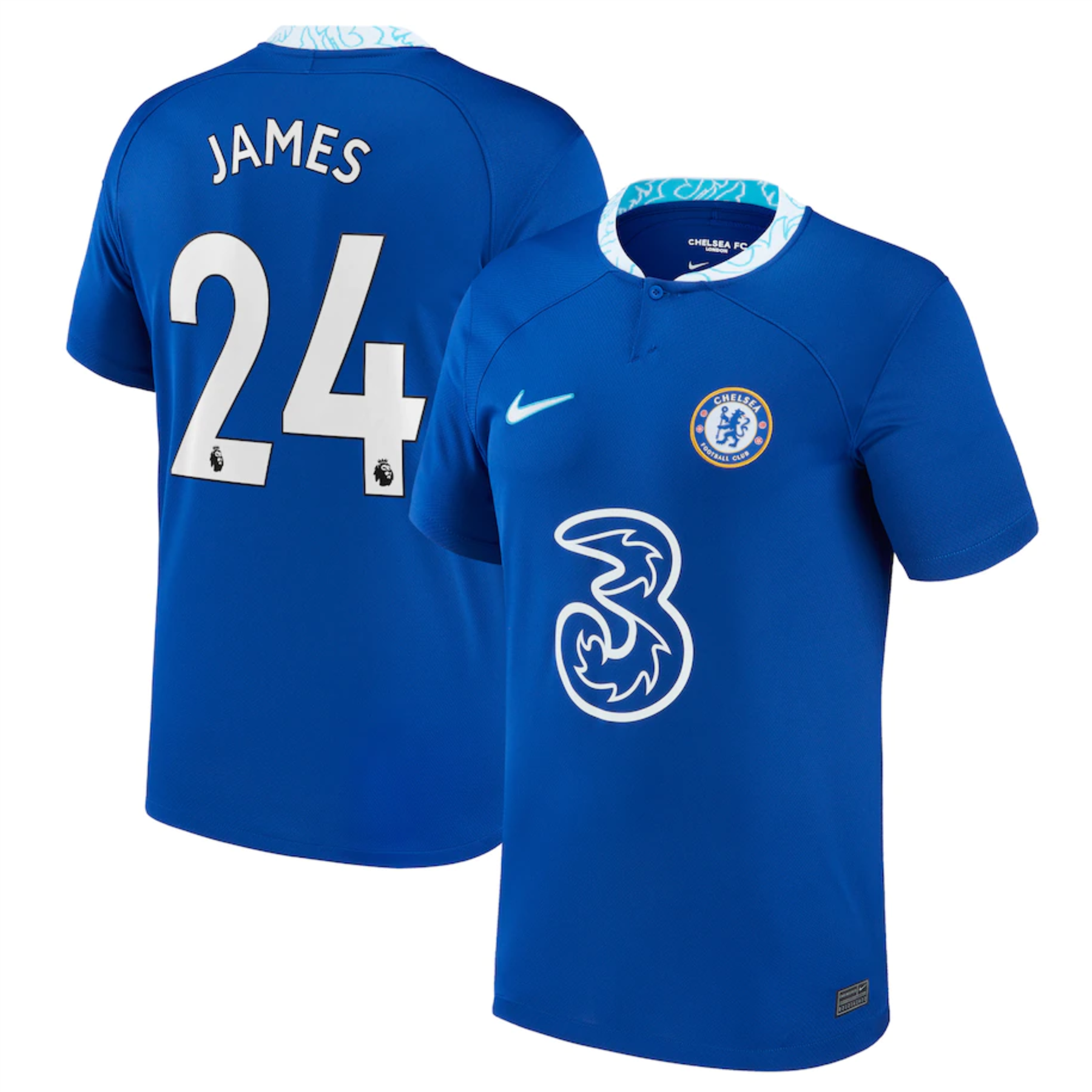 Maglietta da calcio per bambini Chelsea (taglia 10-12Y) Nike Home Top - James 24 - Nuova