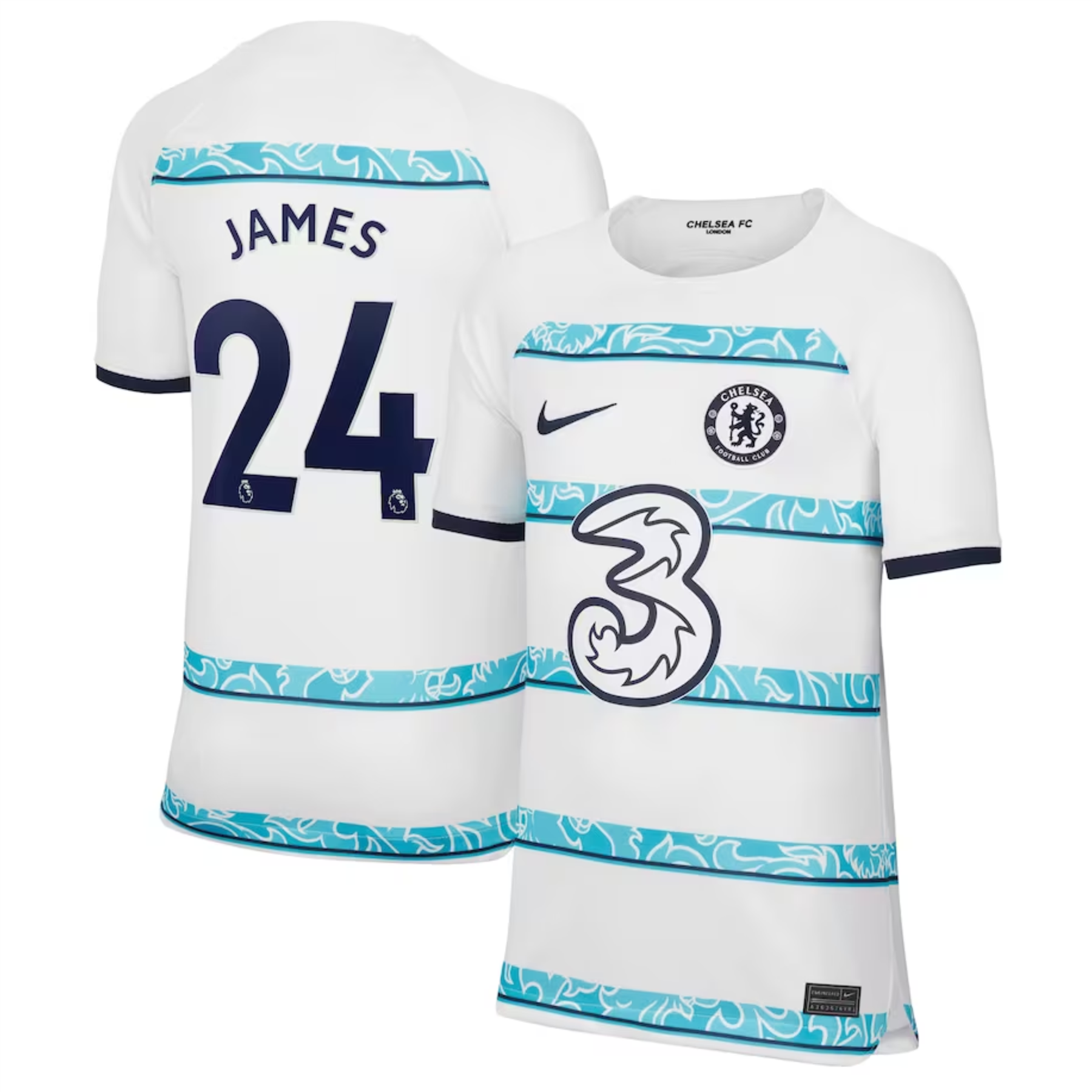 Maglietta da calcio per bambini Chelsea (taglia 12-13Y) Nike Away Top - James 24 - Nuova