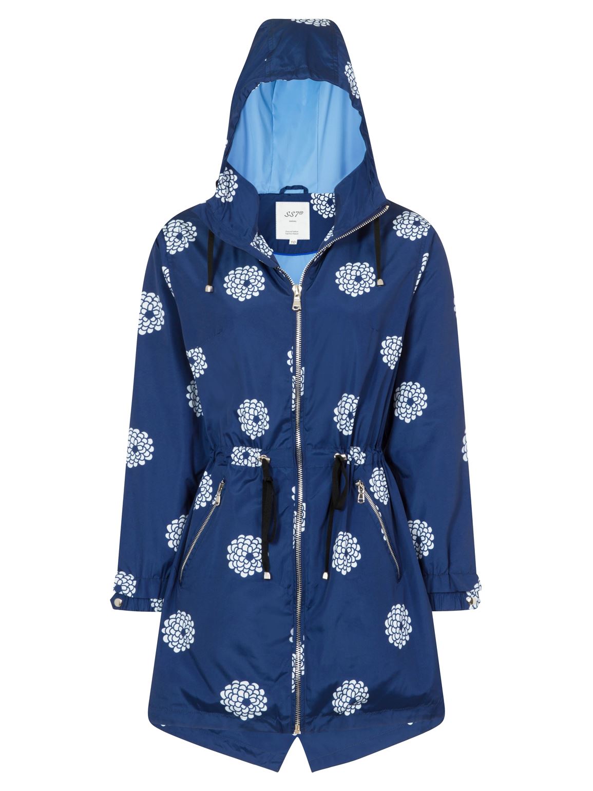 Womens Showerproof Windproof Raincoat Jacket Floral Navy Blue Size 8 to ...