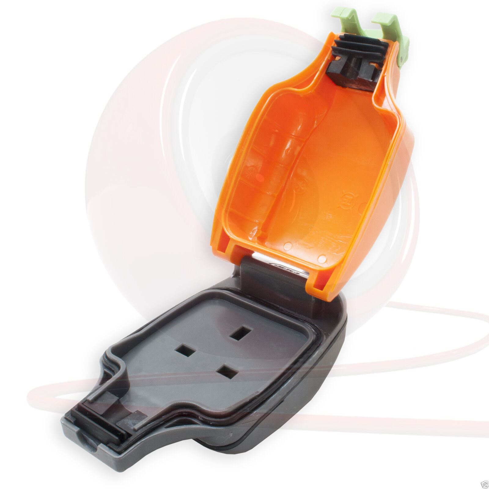 IPS 13A Weatherproof In-Line Socket IP54. Orange Outdoor 1-Gang, 13Amp ...