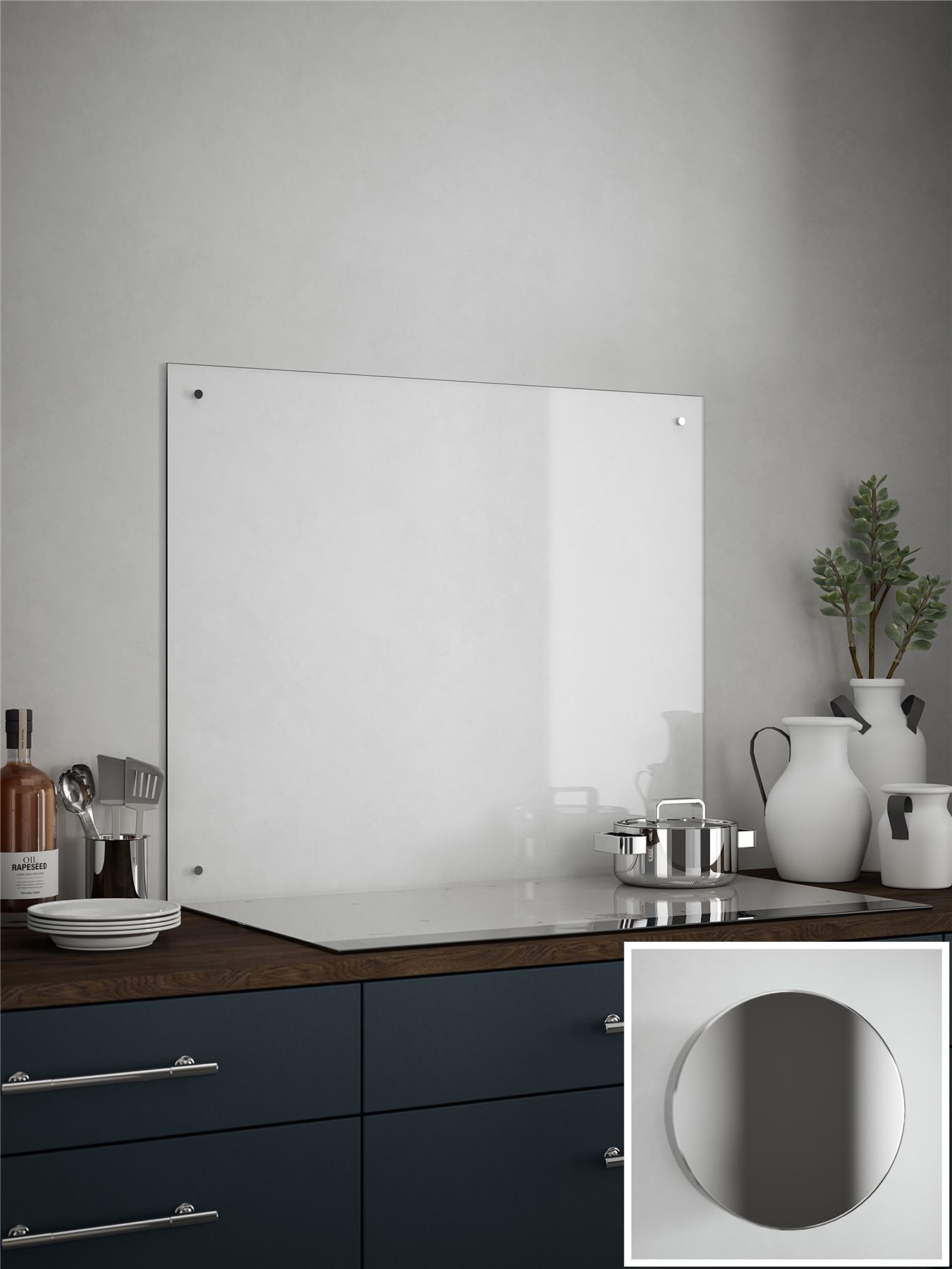 Glass Splashback Clear Kitchen Cooker Chrome Hob Oven Back Panel | eBay UK