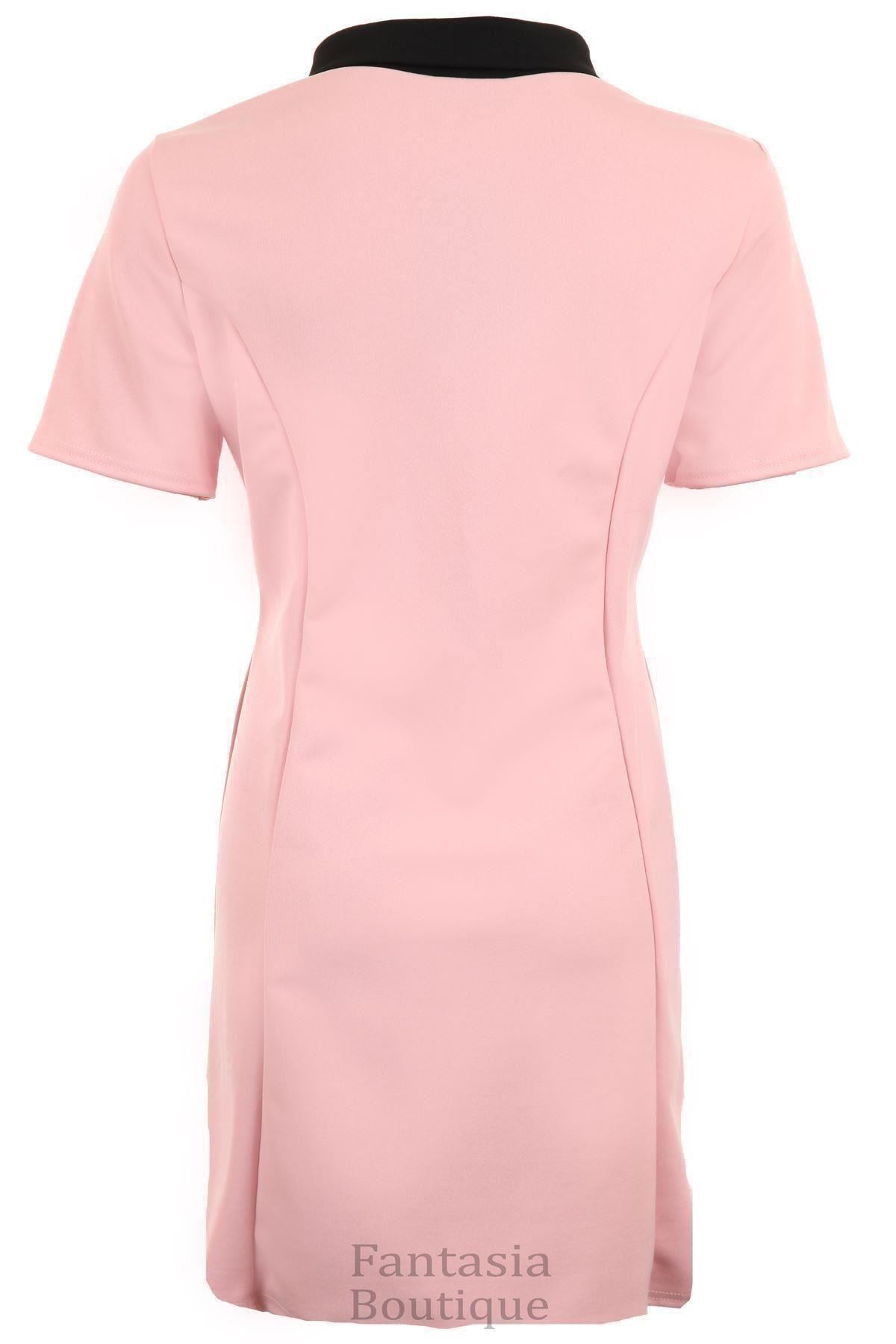 Ladies Short Sleeve Plain Peter Pan Collar Contrast Bodycon Plus Women ladies-short-sleeve-plain-peter-pan-collar-contrast-bodycon-plus-women