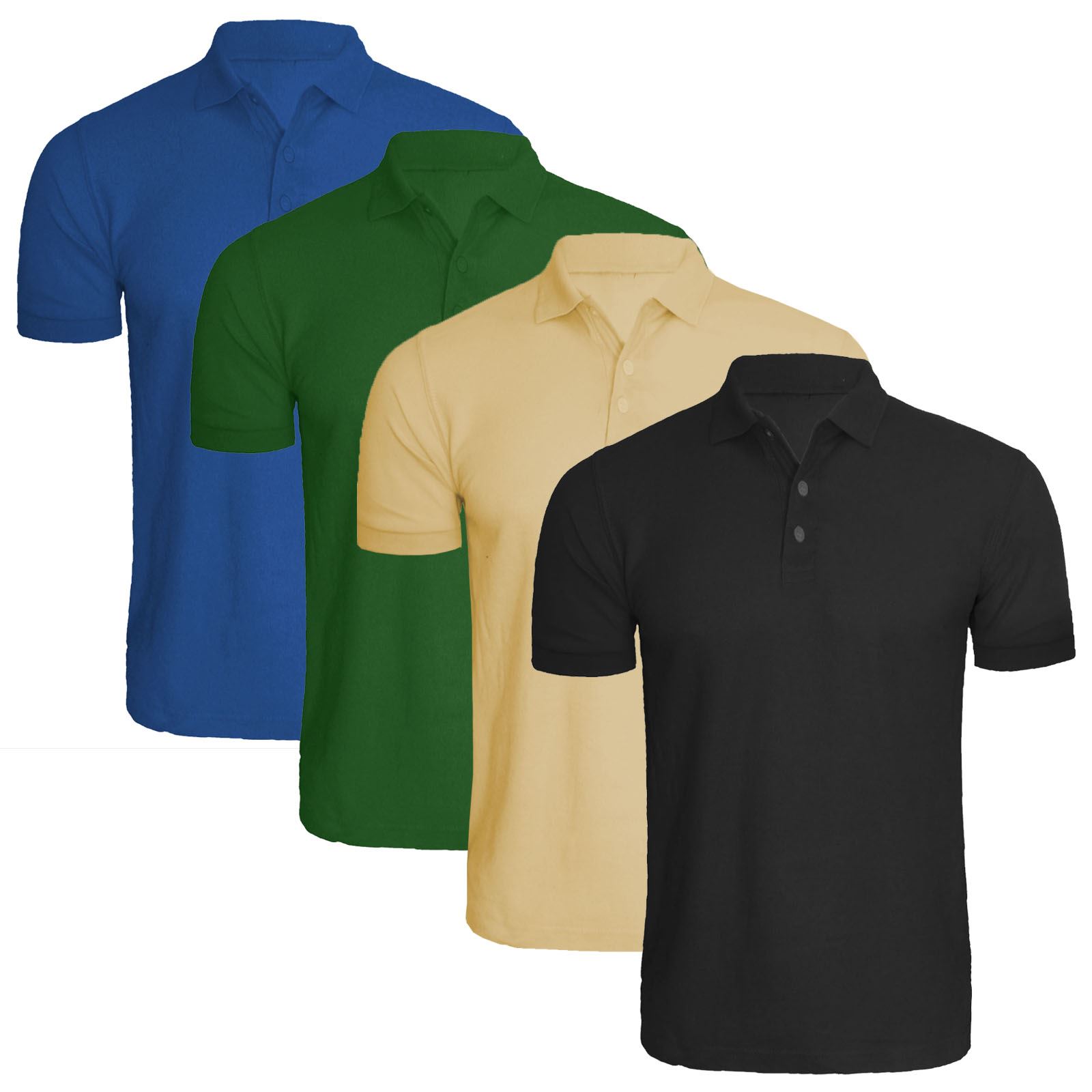 4 Pack Plain Polo Shirt T Shirt Golf Tennis Pique Top Many Colours Gift ...