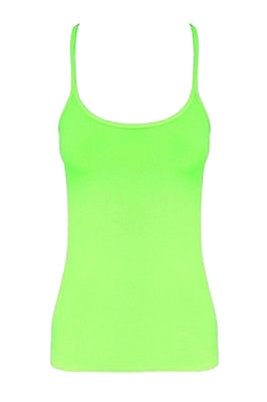 Womens Microfiber Neon Color Top Girls Sleeveless Strappy Casual Wear ...