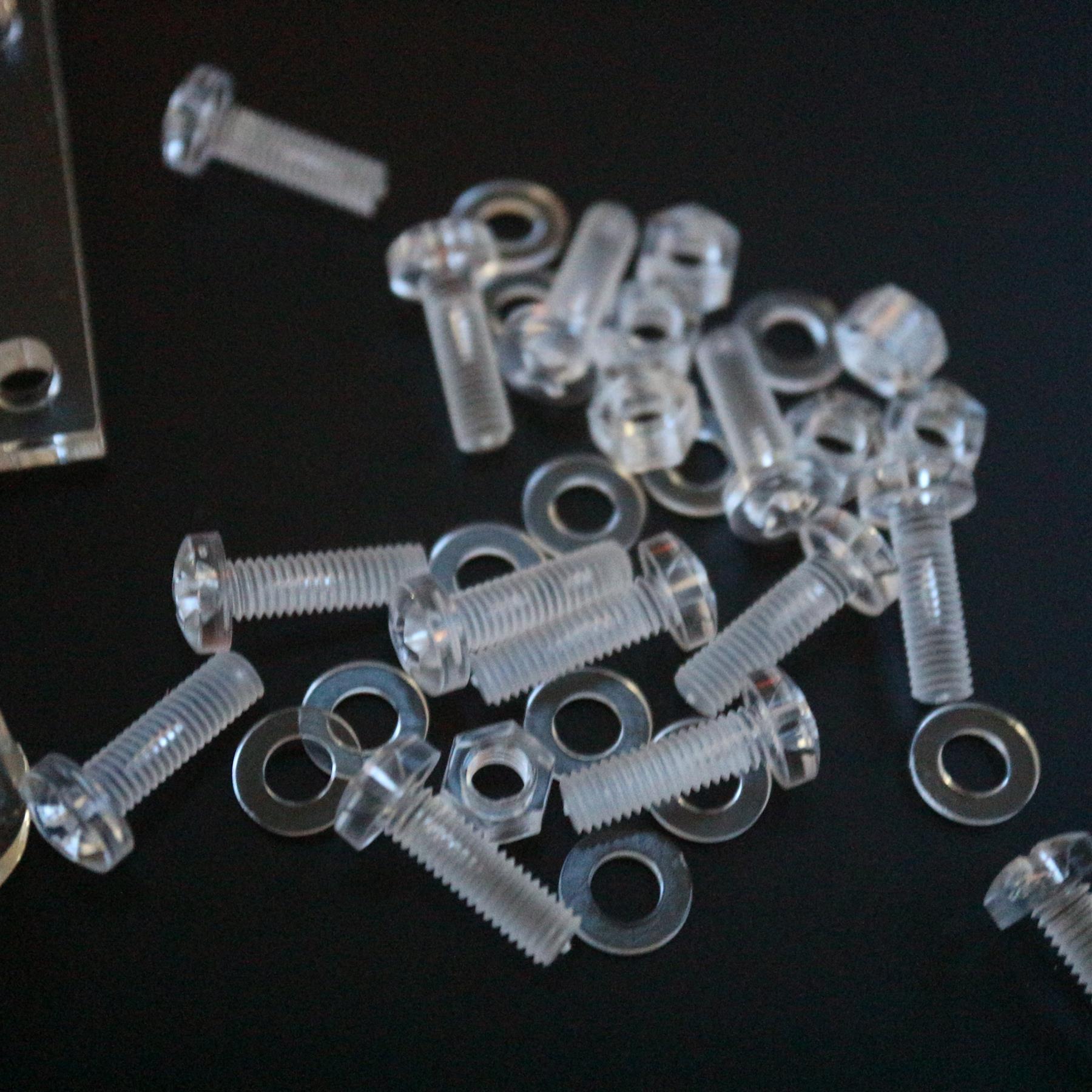 4x V4, 5mm thick, Reinforced Angled L Brackets, Clear Acrylic + 40x M5 ...