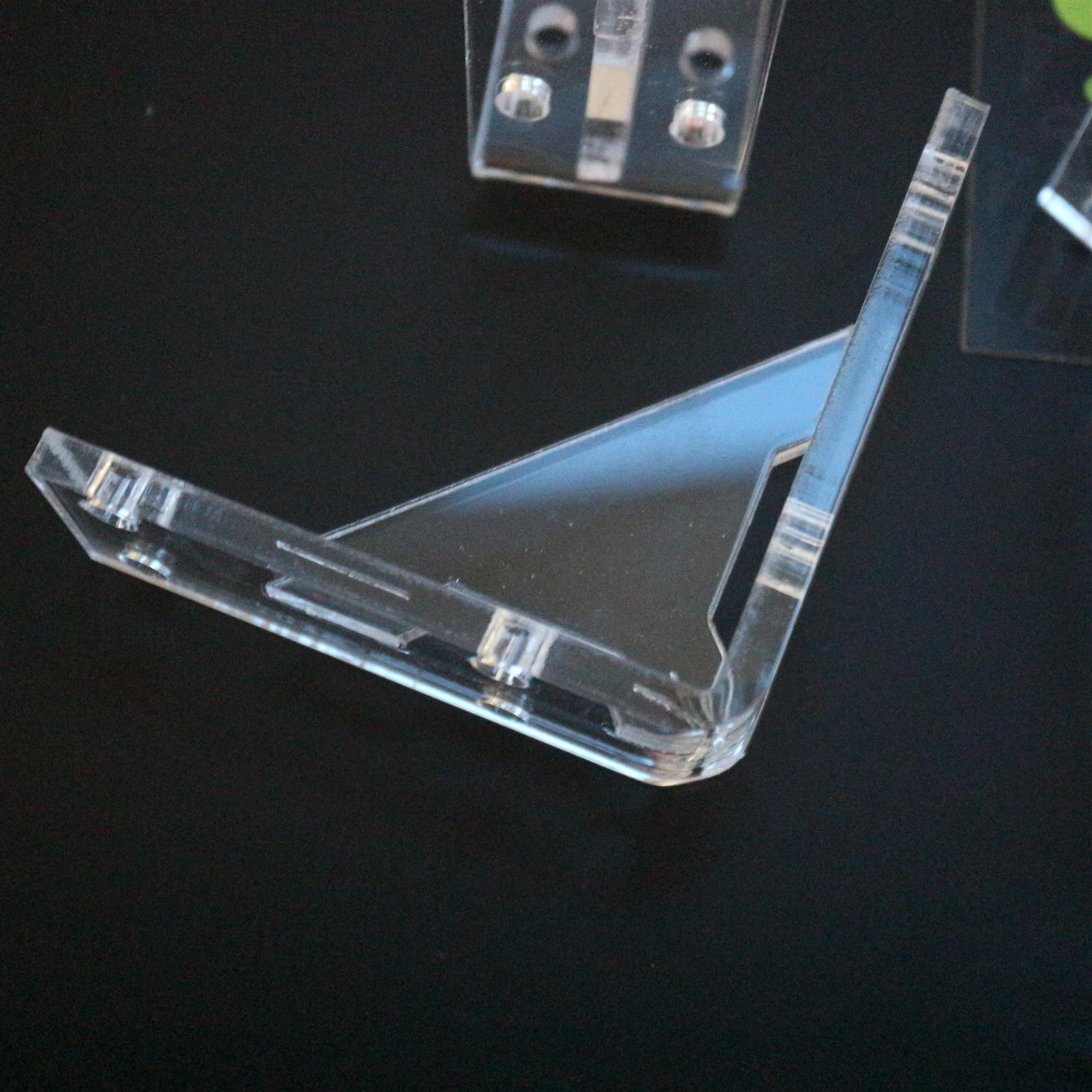 4x V4, 5mm thick, Reinforced Angled L Brackets, Clear Acrylic + 40x M5 ...
