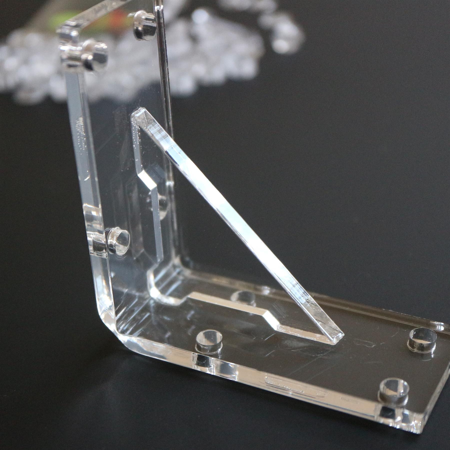 4x V4, 5mm thick, Reinforced Angled L Brackets, Clear Acrylic + 40x M5 ...