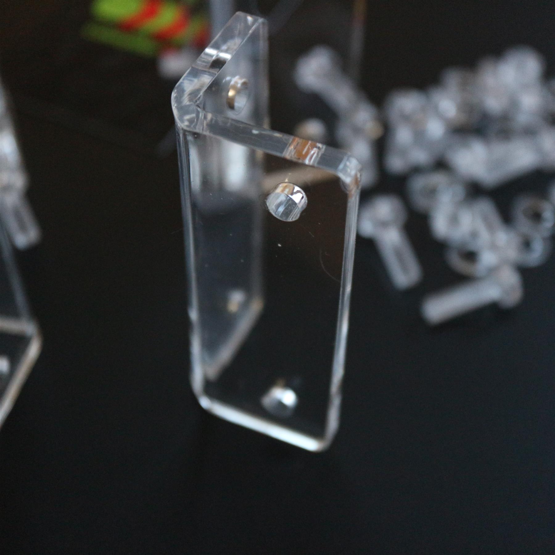 4x V2, 5mm thick, Angle L Brackets Clear Perspex Acrylic + 20x M5 Bolts ...