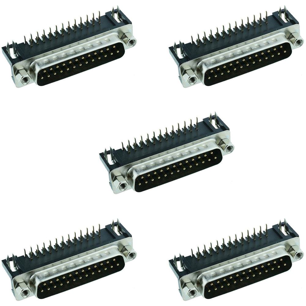 5 x 25-Way Right Angle PCB Male D Plug Connector | eBay