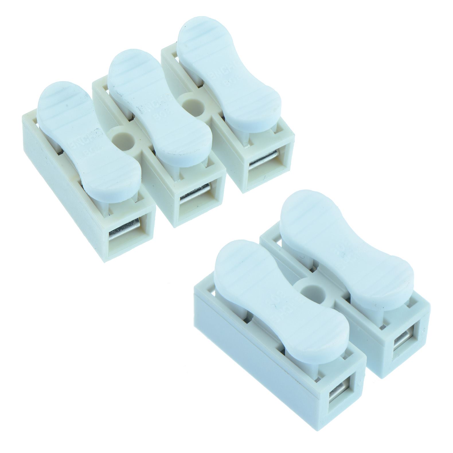 2 or 3 Way Screwless Spring Lever Clamp Wire Splice Terminal Block ...